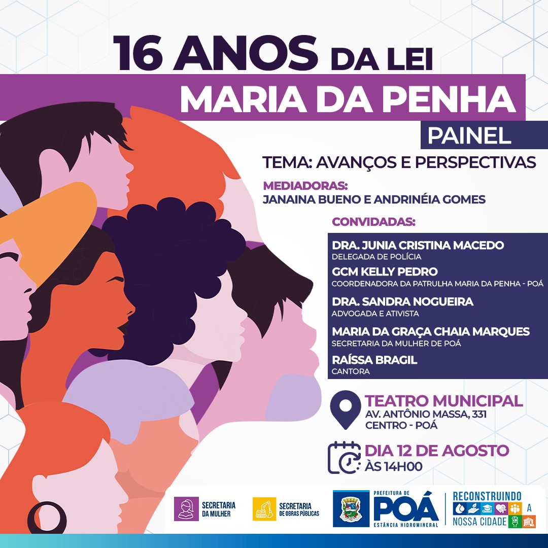 Poá terá painel sobre os 16 anos da lei 'Maria da Penha' - POÁ COM ...